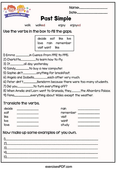 Past Simple Exercises PDF - Free Printables
