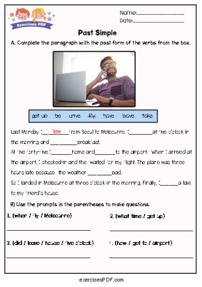 Complete the paragraph with the Past - Exercises PDF